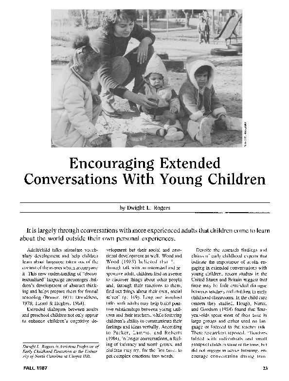 (PDF) Encouraging extended conversations with young children