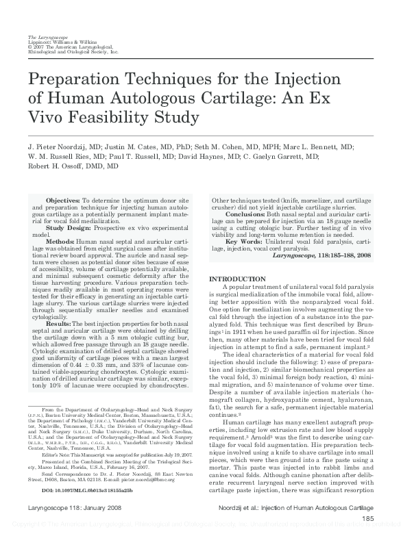 (PDF) Preparation Techniques for the Injection of Human Autologous ...