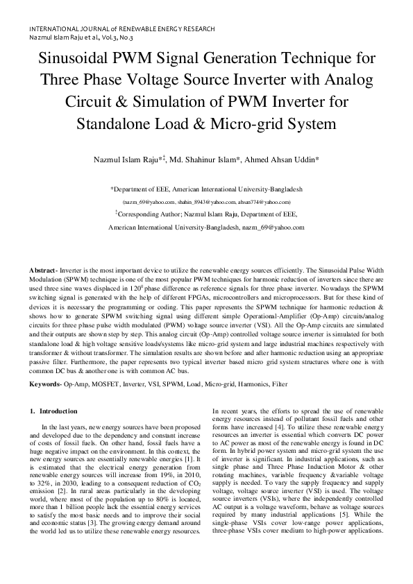 (PDF) Sinusoidal PWM Signal Generation Technique for Three Phase ...