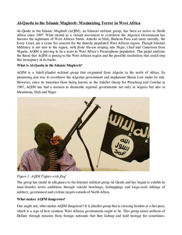 (PDF) Al Qaeda in the Islamic Maghreb - West Africa's Growing Burden