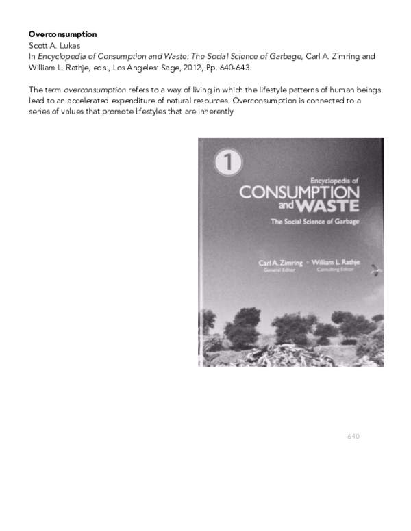 (PDF) Overconsumption
