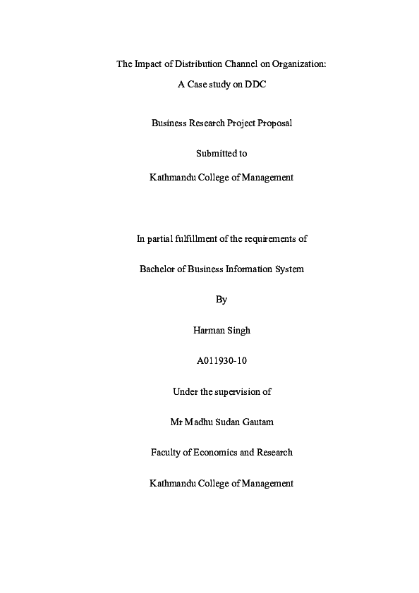 (PDF) The Impact of Distribution Channel on Organization: A Case study on DDC