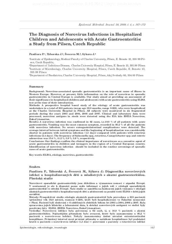 (PDF) The diagnosis of norovirus infections in hospitalized children ...