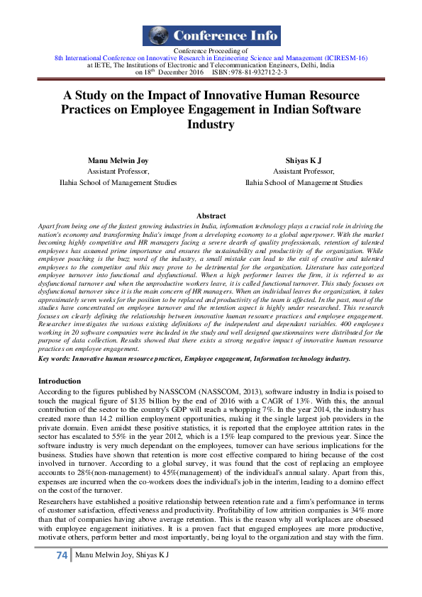 (PDF) A Study on the Impact of Innovative Human Resource Practices on ...