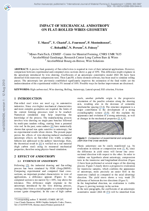 (PDF) Impact of mechanical anisotropy on flat-rolled wires geometry ...