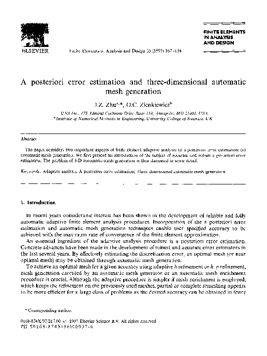 Pdf A Posteriori Error Estimation And Three Dimensional Automatic
