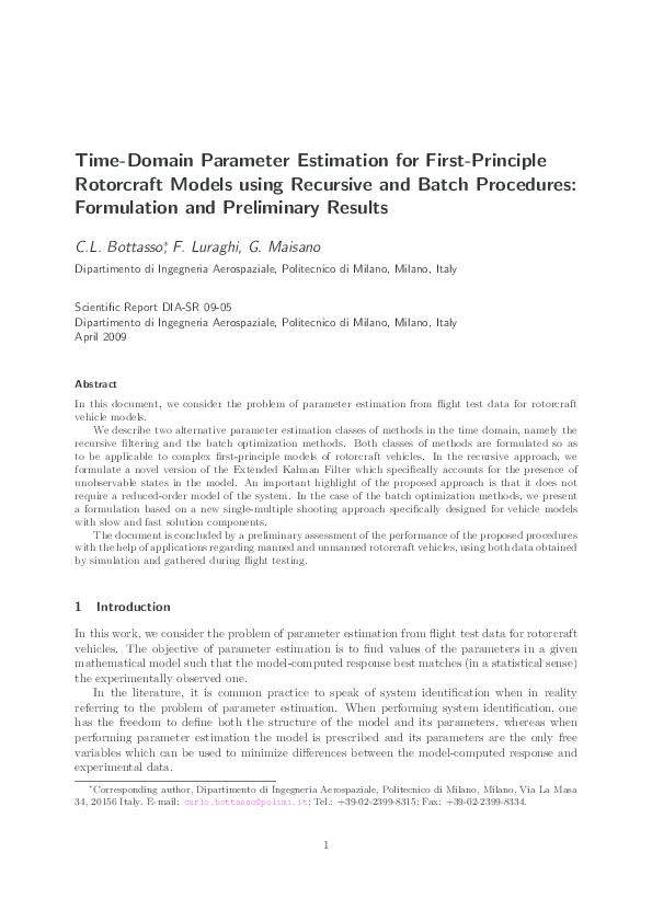 (PDF) Time-domain parameter estimation for first-principle rotorcraft models using recursive and ...