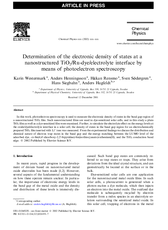 (PDF) Determination of the electronic density of states at a ...