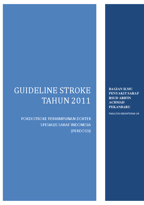 (PDF) GUIDELINE STROKE TAHUN 2011 POKDI STROKE PERHIMPUNAN DOKTER SPESIALIS SARAF INDONESIA ...