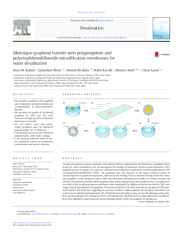 (PDF) Monolayer graphene transfer onto polypropylene and ...