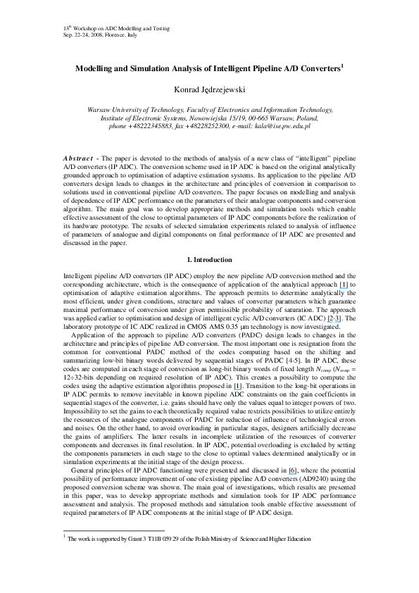Pdf A Vhdl Based Methodology For The Design And Verification Of Pipeline Ad Converters E