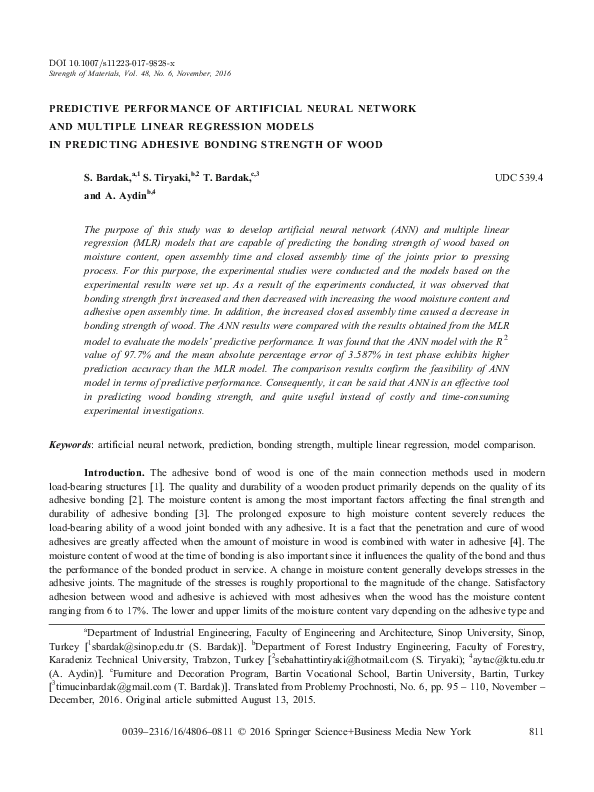 Pdf Predictive Performance Of Artificial Neural Network And Multiple Linear Regression Models