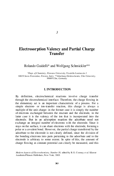 (PDF) Electrosorption Valency and Partial Charge Transfer