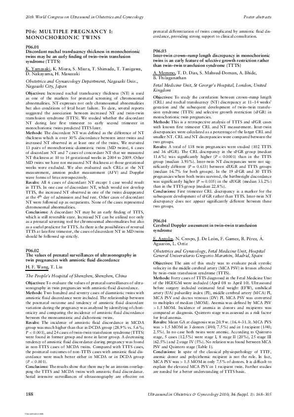 (PDF) P06.03: Inter-twin crown-rump length discrepancy in monochorionic ...