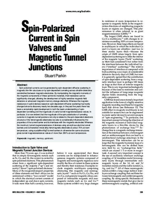 (PDF) Spin-Polarized Current in Spin Valves and Magnetic Tunnel Junctions