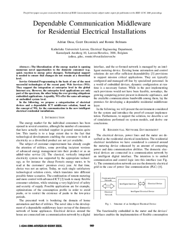 (PDF) Dependable communication middleware for residential electrical ...