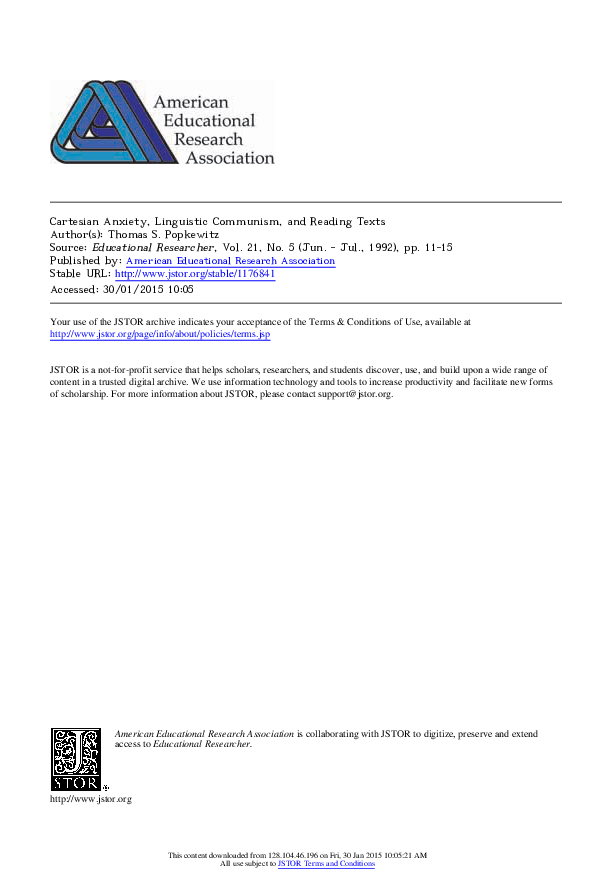 (PDF) Cartesian Anxiety, Linguistic Communism, and Reading Texts ...