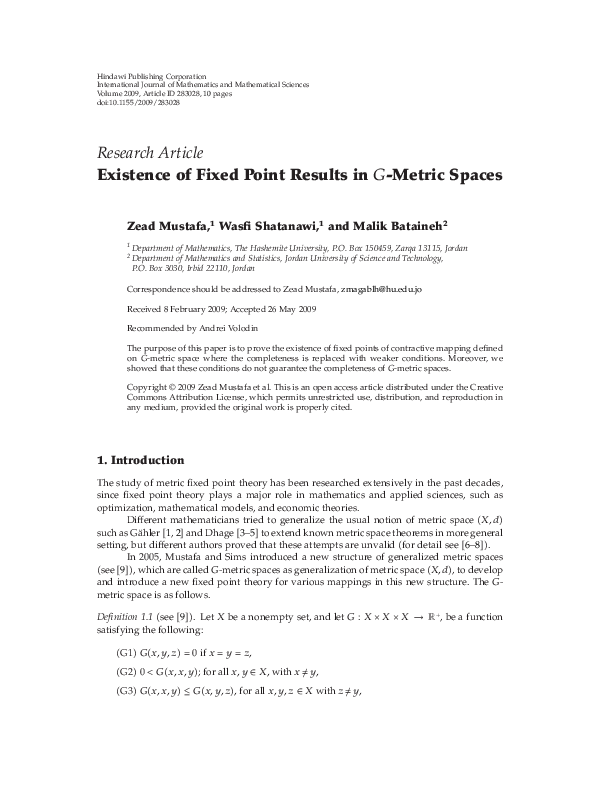 Pdf Fixed Point Theorem On Uncomplete G Metric Spaces