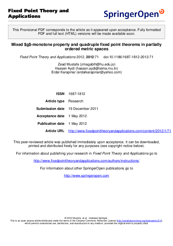 Pdf Quadruple Fixed Point Theorems In G Metric Spaces
