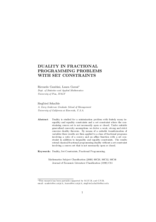 (PDF) Duality in Fractional Programming Problems with Set Constraints