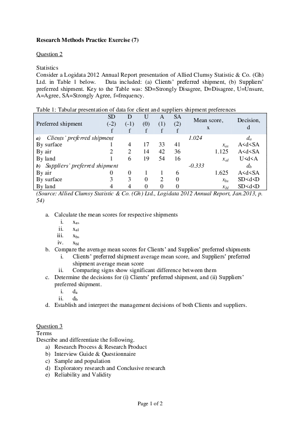 (PDF) Research Methods Practice Exercise 7