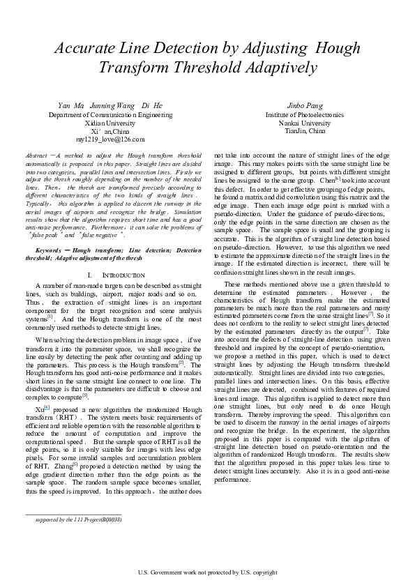 (PDF) Accurate Line Detection by Adjusting Hough Transform Threshold ...