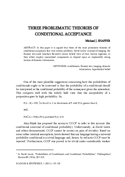 (PDF) Three Problematic Theories of Conditional Acceptance