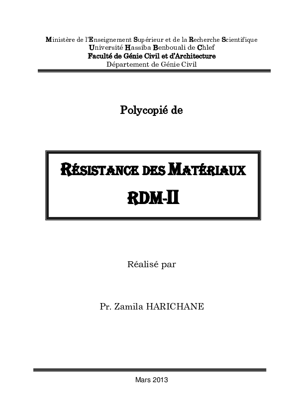 (PDF) Résistance des Matériaux RDM-II