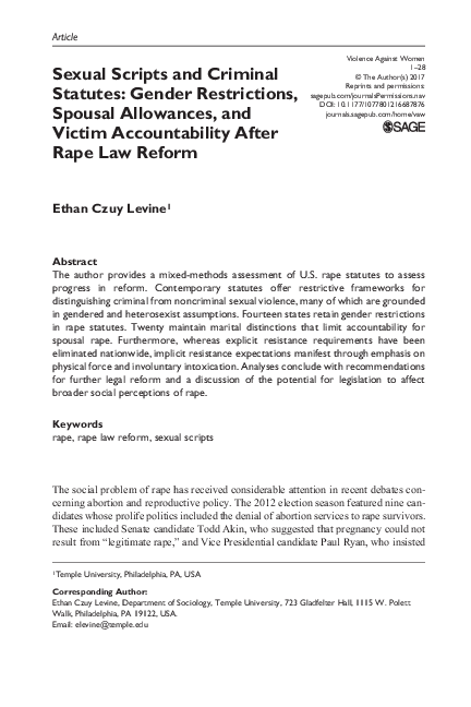 (PDF) Sexual Scripts and Criminal Statutes: Gender Restrictions ...