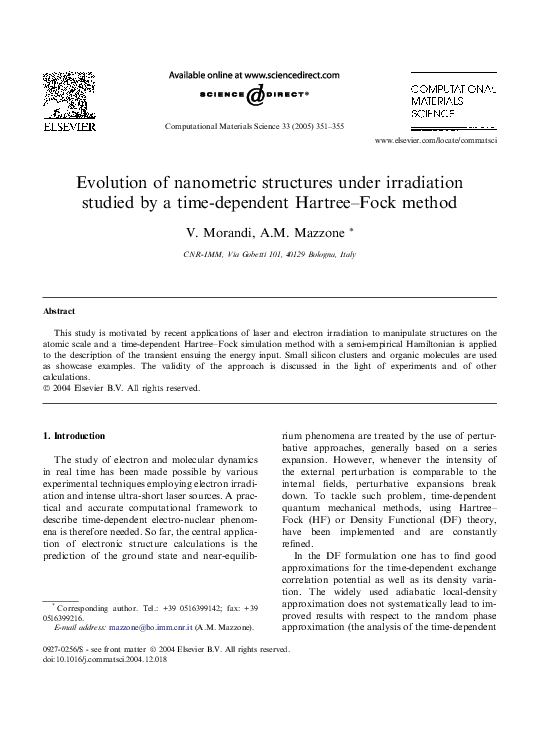 (PDF) Evolution of nanometric structures under irradiation studied by a time-dependent Hartree ...