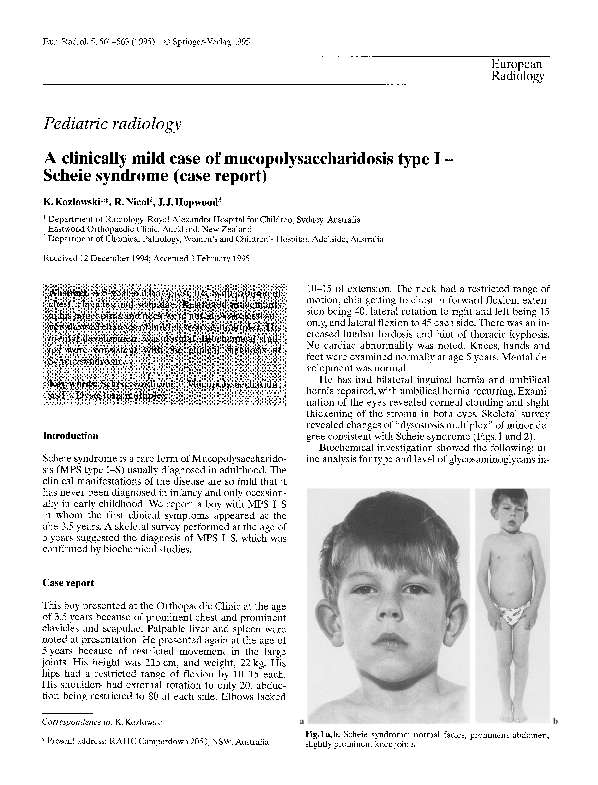 (PDF) A clinically mild case of mucopolysaccharidosis type I Scheie ...