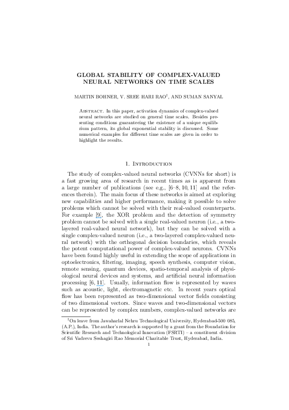 (PDF) Global stability of complex-valued neural networks with both leakage time delay and ...