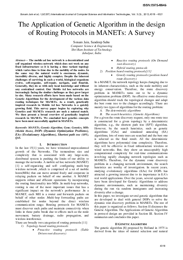 (PDF) The Application of Genetic Algorithm in the design of Routing ...
