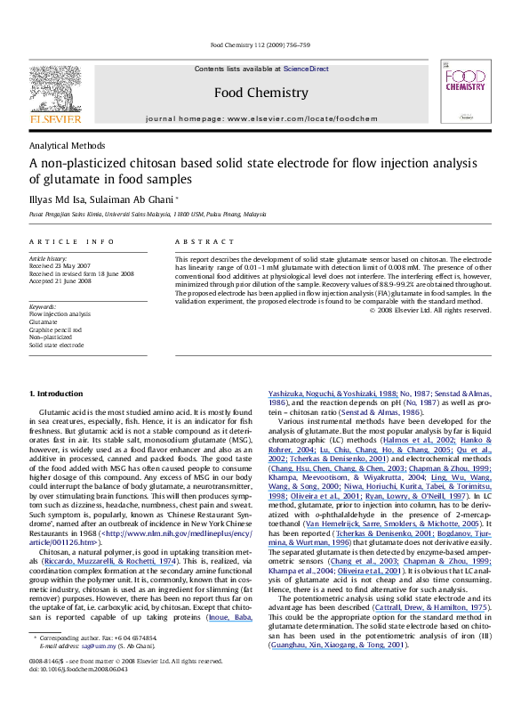 (PDF) A non-plasticized chitosan based solid state electrode for flow injection analysis of ...