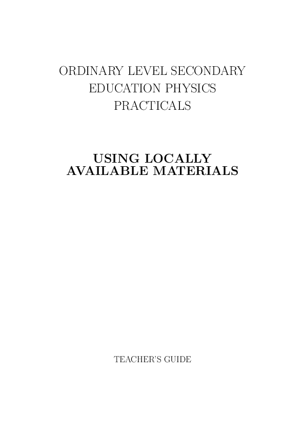 (PDF) ORDINARY LEVEL SECONDARY EDUCATION PHYSICS PRACTICALS
