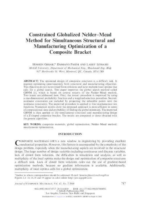 (PDF) Constrained Globalized Nelder--Mead Method for Simultaneous Structural and Manufacturing ...