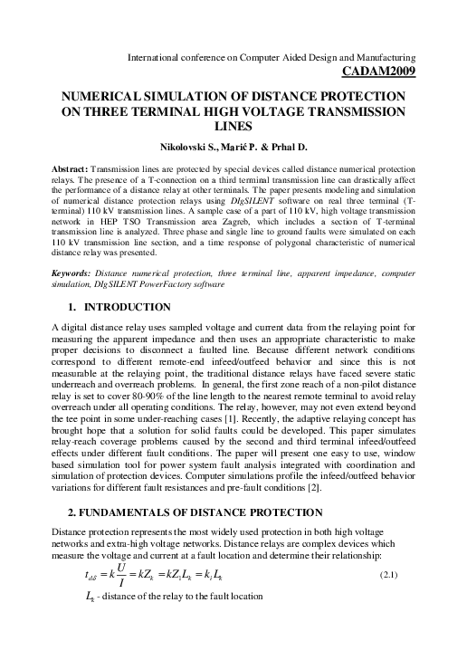 (PDF) Numerical Simulation of Distance Protection on Three Terminal ...