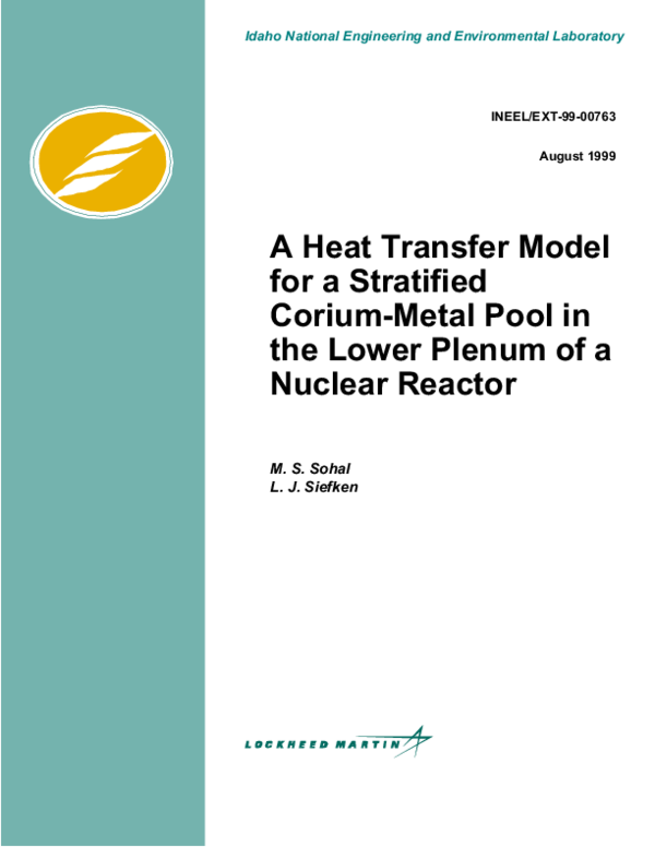 (PDF) A Heat Transfer Model for a Stratified Corium-metal Pool in the ...