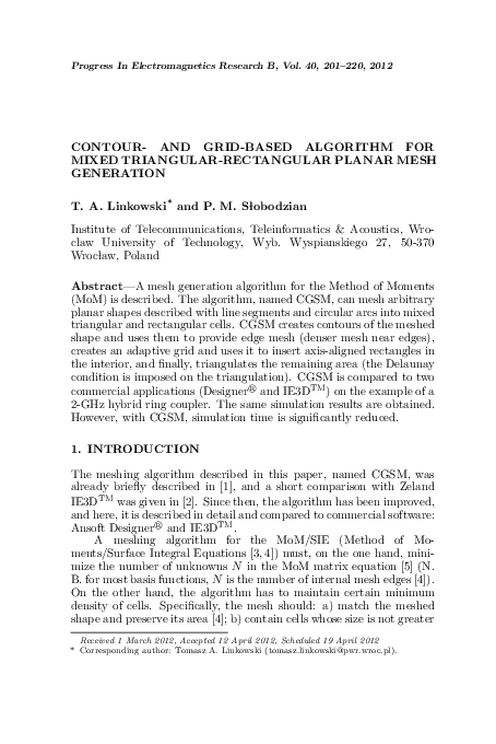 Pdf Contour And Grid Based Algorithm For Mixed Triangular Rectangular Planar Mesh Generation