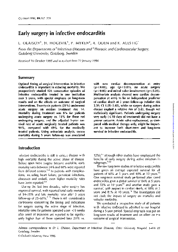 (PDF) The timing of surgery influences mortality and morbidity in adults with severe complicated ...