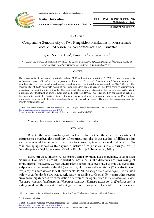 (PDF) FULL PAPER PROCEEDING Multidisciplinary Studies Comparative Genotoxicity of Two Fungicide ...