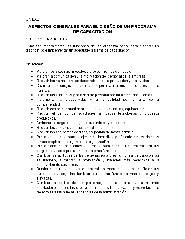 (DOC) ASPECTOS GENERALES PARA EL DISEÑO DE UN PROGRAMA DE CAPACITACION