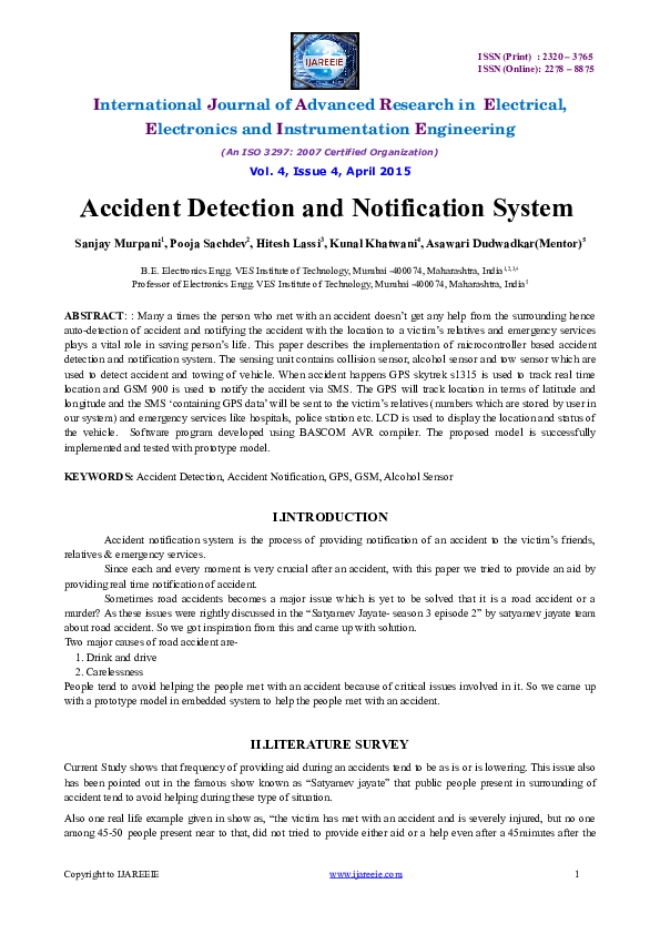 (DOC) Accident Detection and Notification System