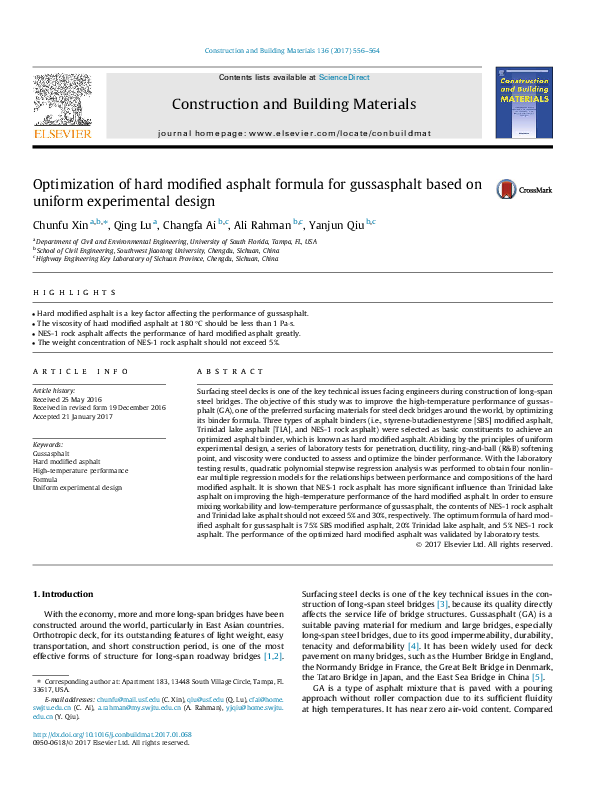 (PDF) Optimization of hard modified asphalt formula for gussasphalt ...