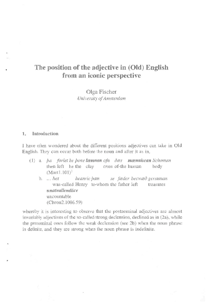 (PDF) The position of the adjective in (old) English from an iconic ...