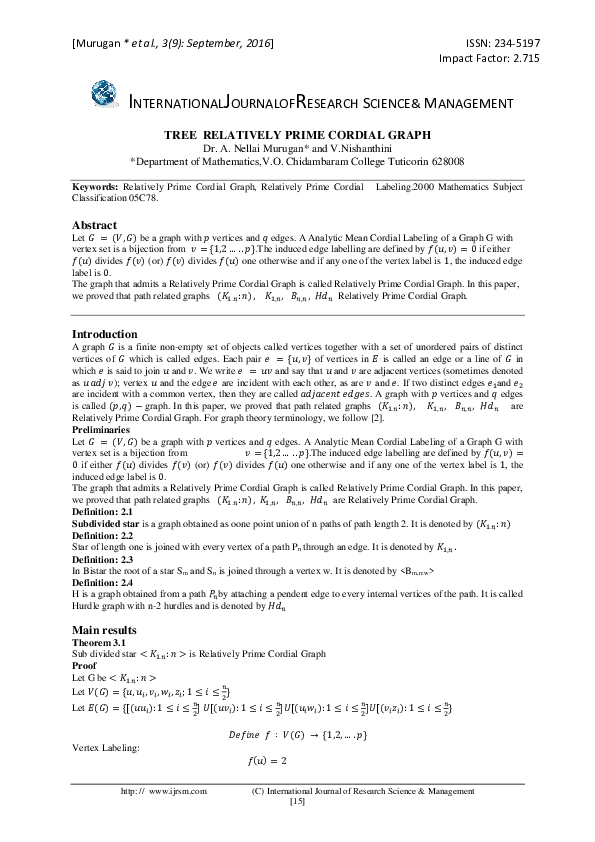 (PDF) TREE RELATIVELY PRIME CORDIAL GRAPH