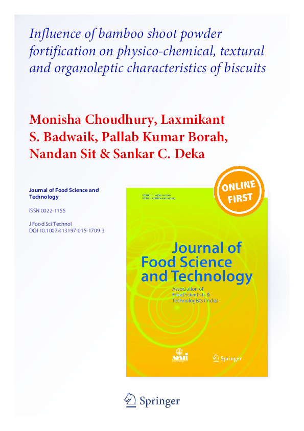 (PDF) Influence of bamboo shoot powder fortification on physico ...