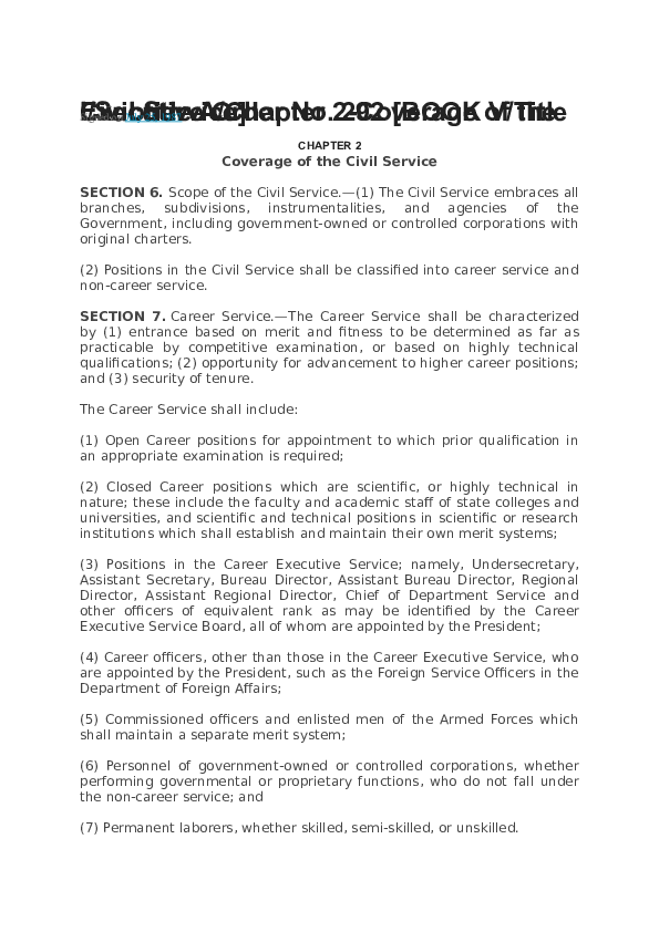 (DOC) Executive Order No. 292 [BOOK V/Title I/Subtitle A/Chapter 2 ...