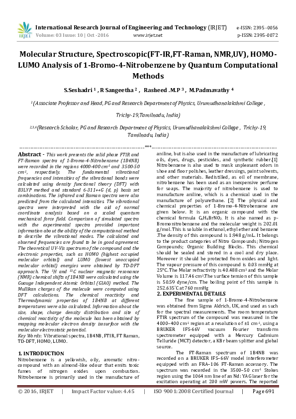 (PDF) Molecular Structure, Spectroscopic(FT-IR,FT-Raman, NMR,UV), HOMO- LUMO Analysis of 1-Bromo ...