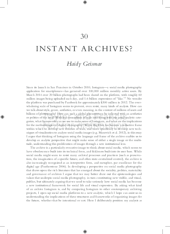 (PDF) INSTANT ARCHIVES? Published in The Routledge Companion to Digital ...